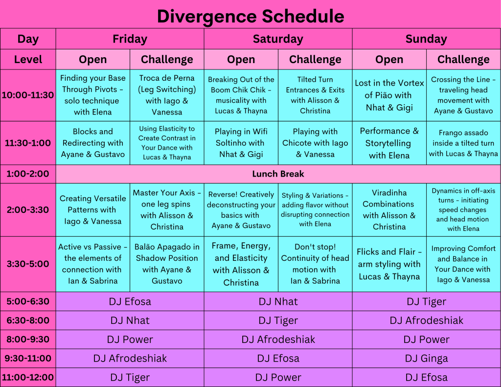 Schedule – Divergence Zouk Festival